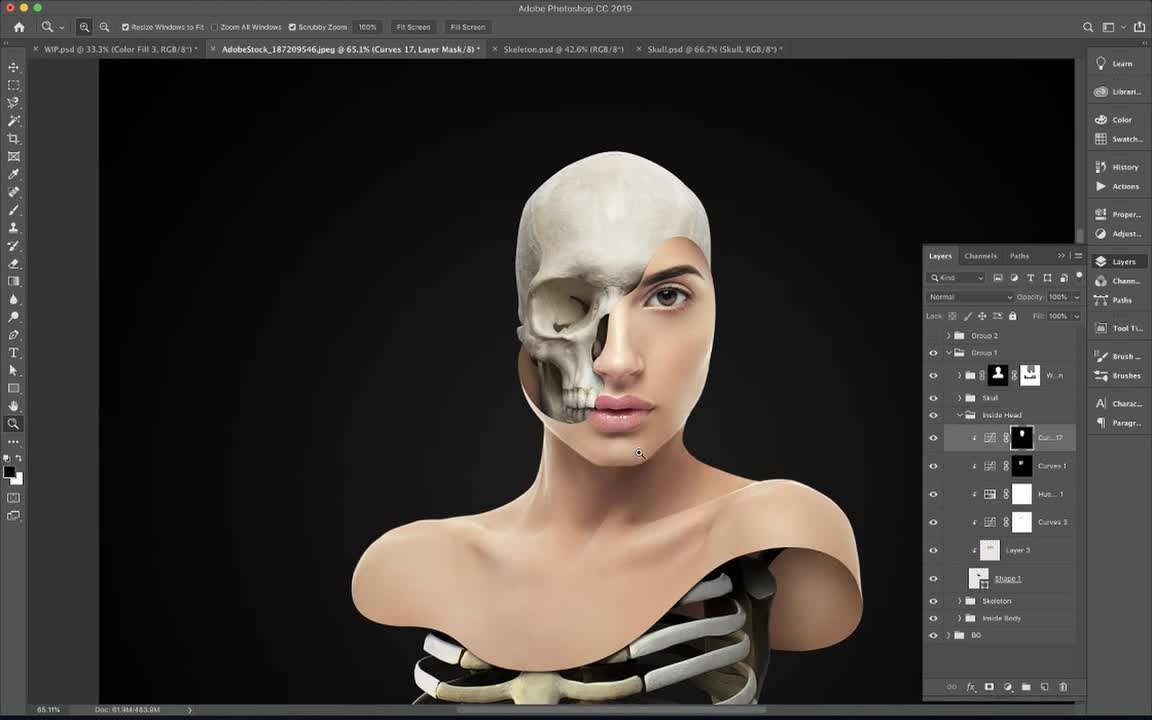 Photoshop - Surreal Skull Composite Continued