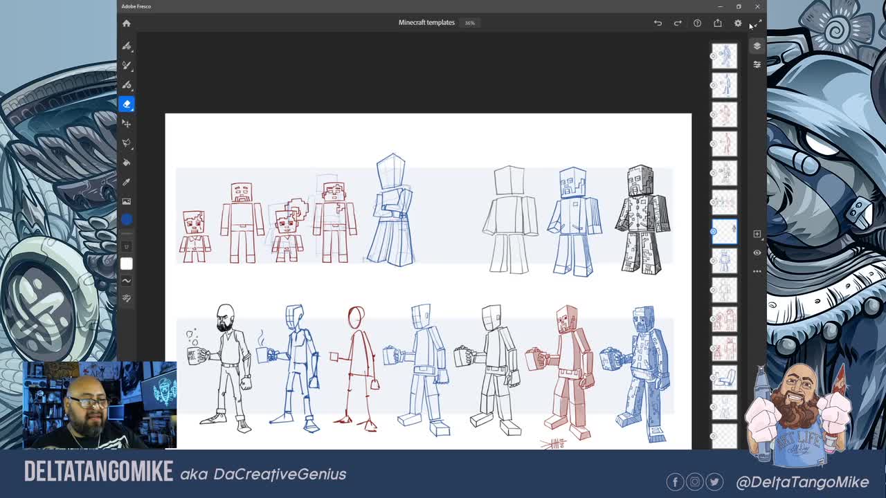 Fresco - Creating Character Concept Art, Minecraft Style w Adobe Fresco ...