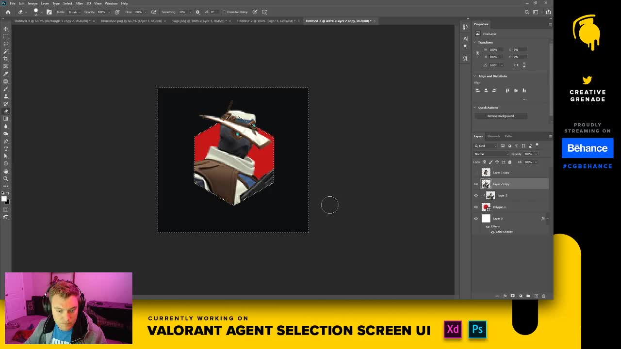 Photoshop - Valorant Agent Selection Screen Redesign [For Fun!]