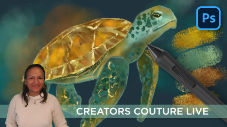 Photoshop - Watercolor Style Sea Turtle Illustration with Multicolor ...